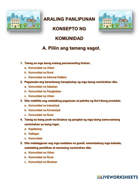 Ang Konsepto Ng Komunidad Worksheet Nd Grade Worksheets English