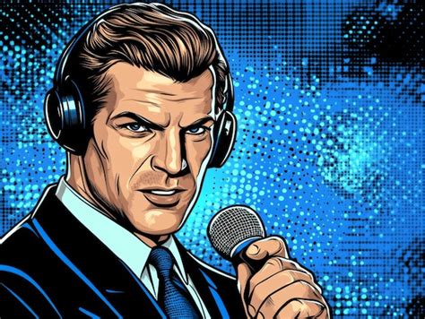 Man With Headset Speaking Into A Microphone Premium Ai Generated Image