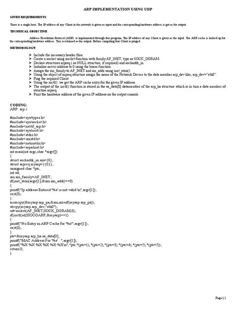 6 arp implementation using udp pdf network socket internet