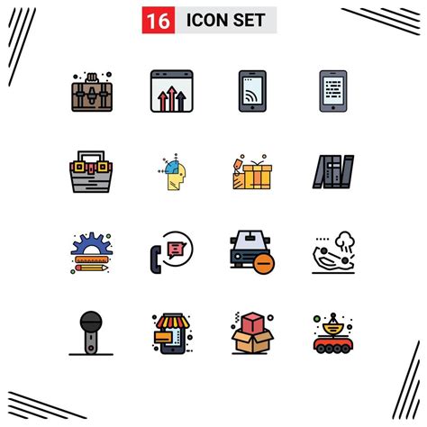 Set Of 16 Vector Flat Color Filled Lines On Grid For Elearning Data Report Read Service Editable