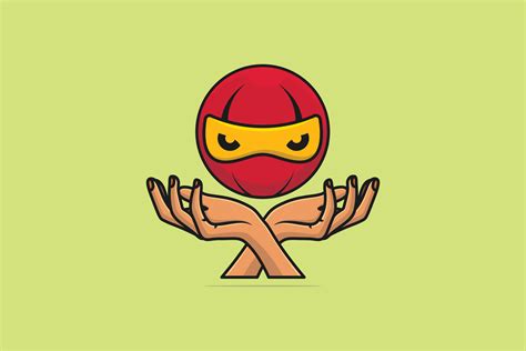 Cute Ninja Head On Hands Vector Illustration Ninja Icon Concept Ninja