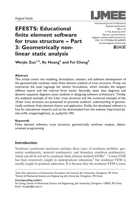 Pdf Efests Educational Finite Element Software For Truss Structure