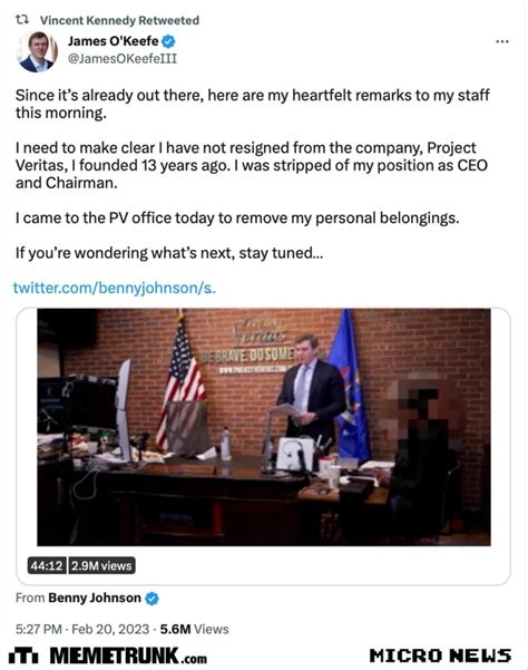 James Okeefe Remarks On Project Veritas One News Page Video