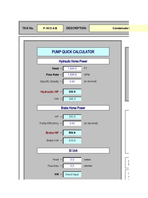 Pumps Quick Approximation Calculator For Power And Nss Download Free