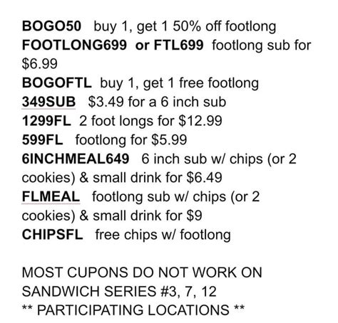 Subway Coupon Codes For Those Who Dont Know R Subway