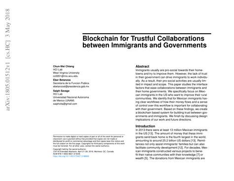 Pdf Exploring Blockchain For Trustful Collaborations Between Immigrants And Governments