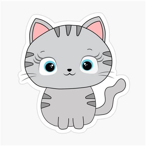 Cute Grey Cat Sticker For Sale By Ashlison Кошачьи