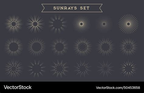 Retro Style Sunburst Outline Sign In Collection Vector Image