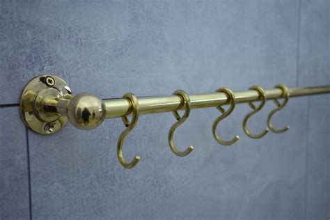Unlacquered Brass Pot Rack Vintage Handmade Gold Brass Pot Rack Rustic