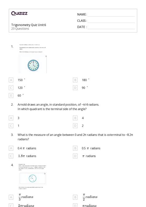 50 Radians And Arc Length Worksheets For 11th Class On Quizizz Free And Printable