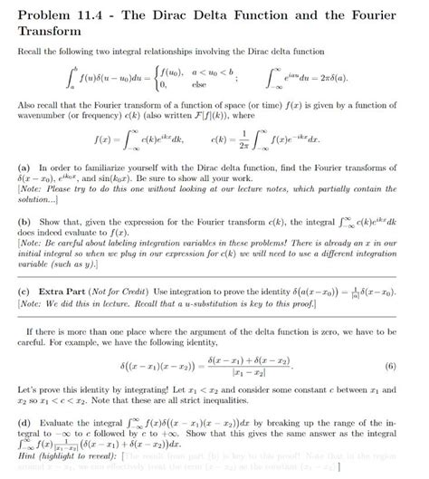 Solved Problem The Dirac Delta Function And The Chegg