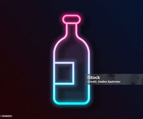 Icône De Bouteille De Boisson Dalcool De Ligne De Néon Rougeoyante