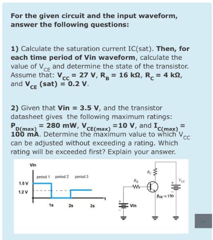 Solved For The Given Circuit And The Input Waveform Answer Chegg