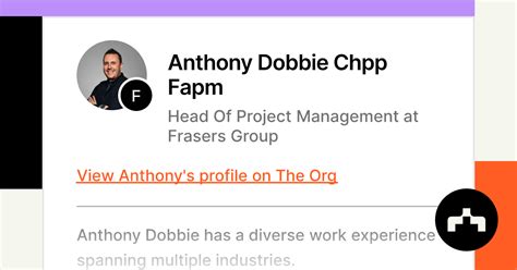 Anthony Dobbie Chpp Fapm Head Of Project Management At Frasers Group
