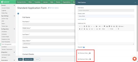 Form Management Date Validation Wisenet Resources