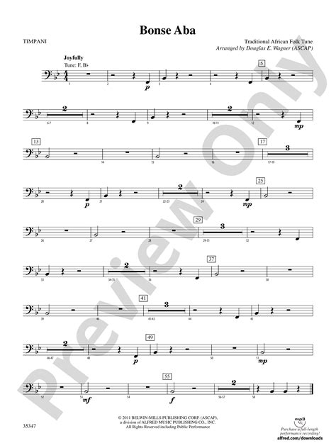 Bonse Aba Timpani Timpani Part Digital Sheet Music Download