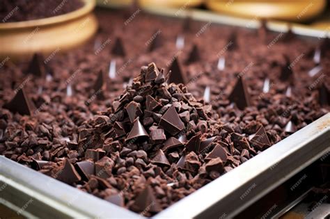 Premium Ai Image Dark Chocolate Nibs In A Factory Setting