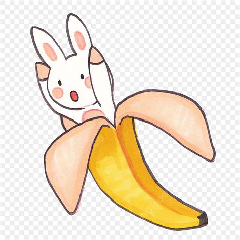 美味的香蕉 小動物 美味的糕點 卡通插畫 可愛的小兔子吃糕點 小兔子香蕉免摳圖 卡通插畫素材圖案，psd和png圖片免費下載