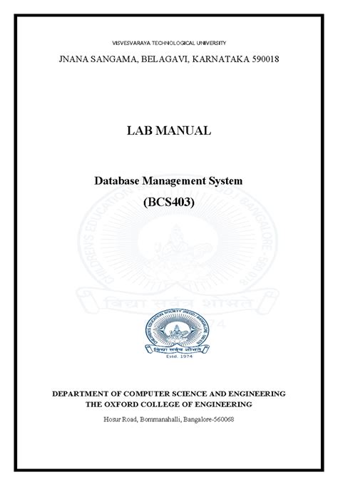 lab manual for database management system bcs403 experiments and