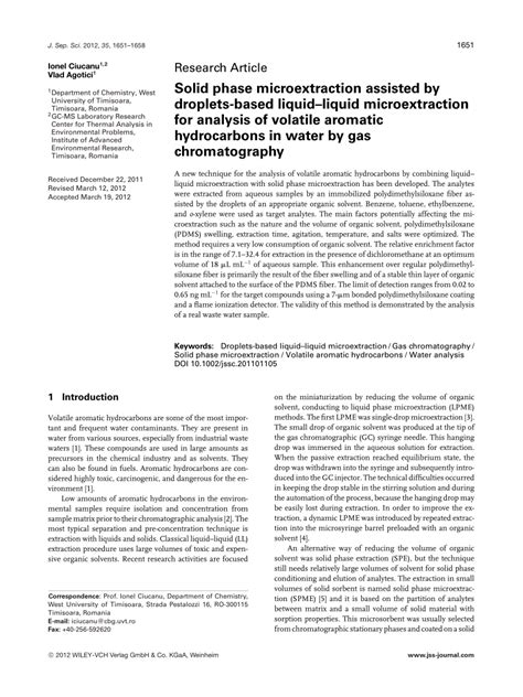 Pdf Solid Phase Microextraction Assisted By Droplets‐based Liquidliquid Microextraction For