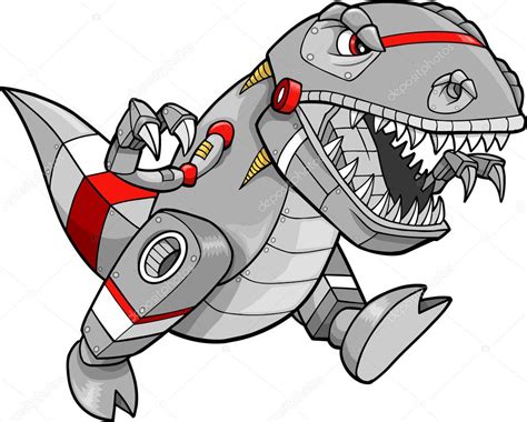 Robot Tyrannosaurus Dinosaur Vector Illustration — Stock Vector