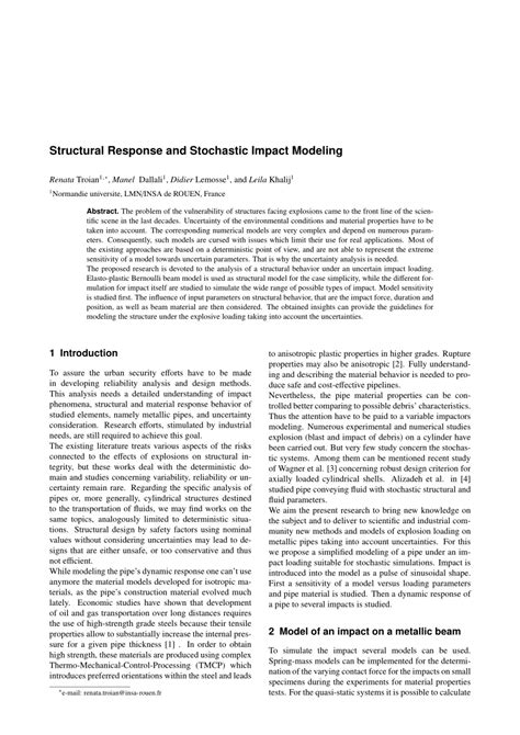 Pdf Structural Response And Stochastic Impact Modeling