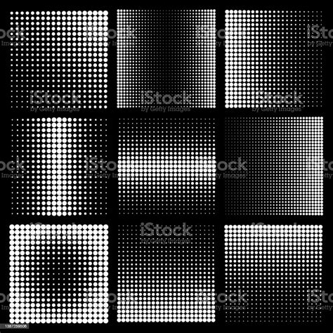 검은 색 배경에 흰색 점이있는 하프톤 디자인 요소 만화 점선 패턴 벡터 일러스트레이션 개념에 대한 스톡 벡터 아트 및 기타 이미지 개념 개체 그룹 검은색 Istock
