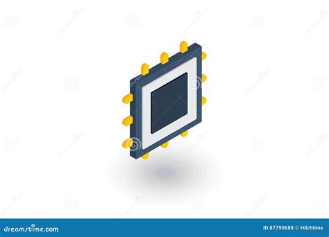 Processor Motherboard Chip Isometric Flat Icon 3d Vector Stock
