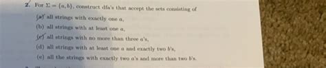 Solved 2 For Ab Construct Dfas That Accept The Sets