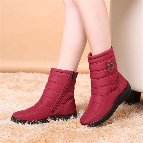 Women Winter Boots Female Down Zipper Snow Ankle Boots Plush Waterproof