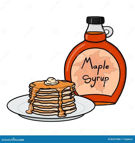 Pancakes And Maple Syrup Illustration Stock Illustration Illustration