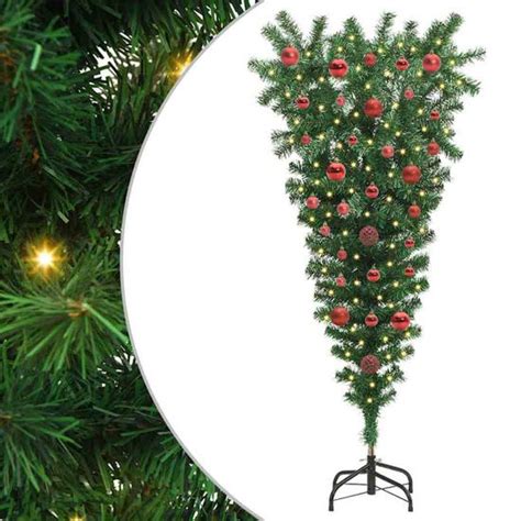 Vidaxl Upside Down Artificial Pre Lit Christmas Tree With Red Ball Set