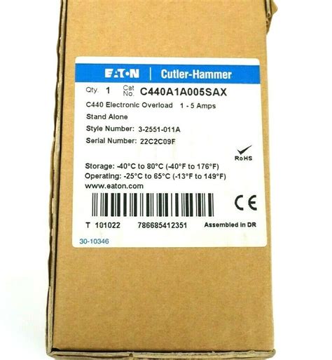New Eaton Cutler Hammer C440a1a005sax C440 Electronic Overload Contactor Sb Industrial Supply