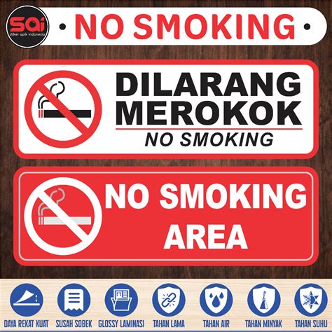 Jual Stiker Vinyl Anti Air Waterproof DILARANG MEROKOK NO SMOKING Laminasi Glossy Shopee