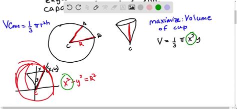 Solved A Cone Shaped Drinking Cup Is Made From A Circular Piece Of Paper Of Radius R By Cutting