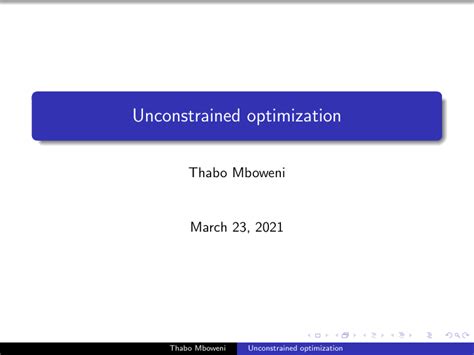 Unconstrained Optimization