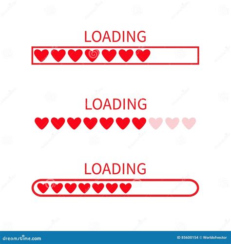 Loading Progress Status Bar Icon Set Love Collection Red Heart Funny