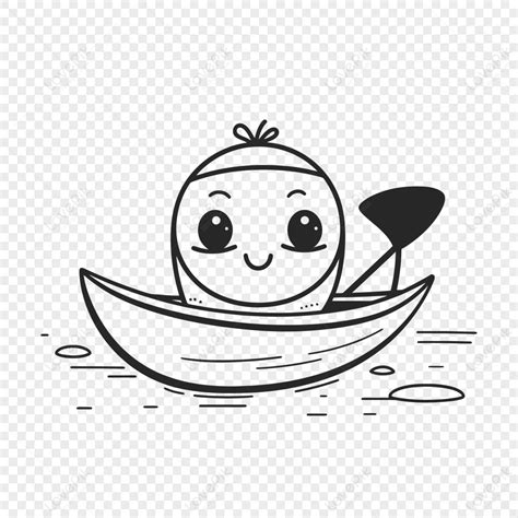 塗鴉是在一張小白船的輪廓草圖中 向量皮划艇線條藝術eps圖案素材免費下載，可愛卡通圖片，尺寸4267 × 4267px Lovepik