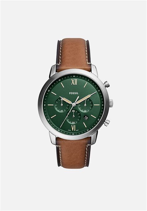 Neutra Silver And Brown Fossil Watches