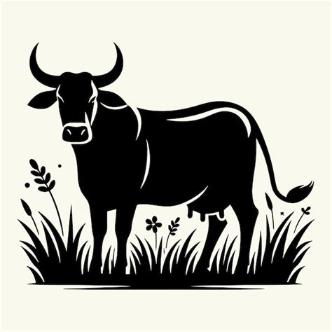 Desenho de ilustração vetorial de silhueta de vaca indiana vetor