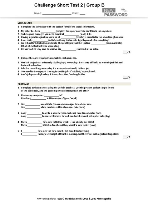 New Password B1 Cst 2b Challenge Short Test 2a Challenge Short