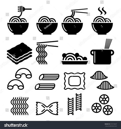 Pasta Noodles Spaghetti Italian Food Icons Stock Vector Royalty Free