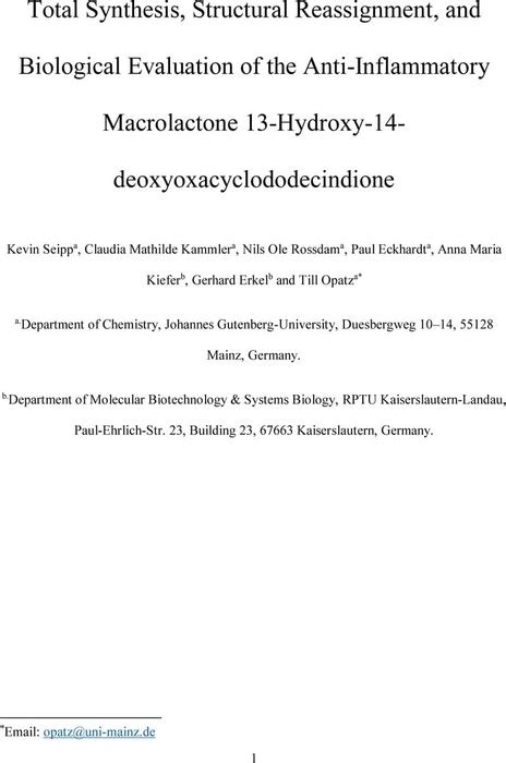 Total Synthesis Structural Reassignment And Biological Evaluation Of