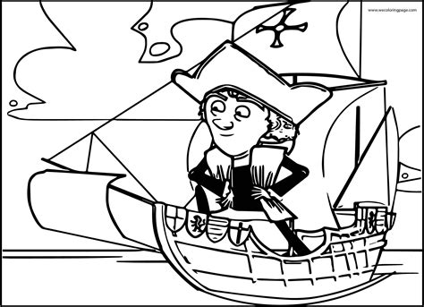 Christopher Columbus Coloring Page Ship