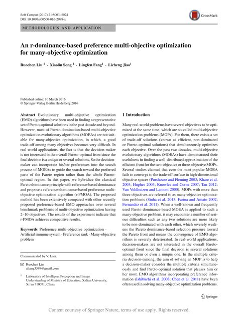 An R Dominance Based Preference Multi Objective Optimization For Many Objective Optimization