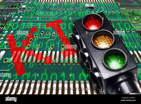 Photo Montage Traffic Light On Computer Boards With The Inscription Ai
