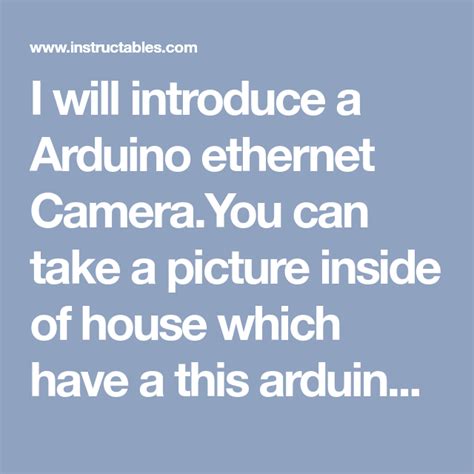 Arduino Ethernet Camera Arduino Camera Any App