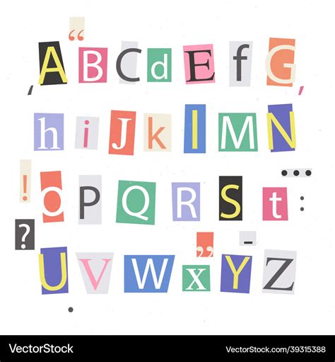 Paper Style Ransom Note Letter Set Royalty Free Vector Image