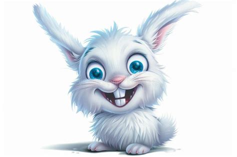 Joyful White Bunny Illustration Stock Illustration Illustration Of