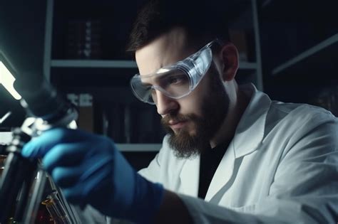 Premium Photo Man In Lab Doing Experiments Close Up
